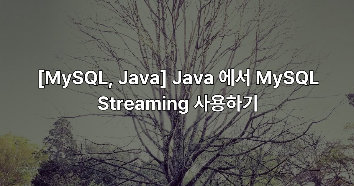 Mysql Java Java 에서 Mysql Streaming 사용하기 박종훈 기술블로그 1743