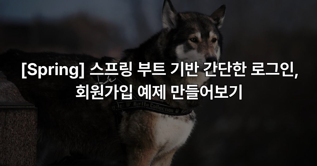 Spring 스프링 부트 기반 간단한 로그인 회원가입 예제 만들어보기 박종훈 기술블로그