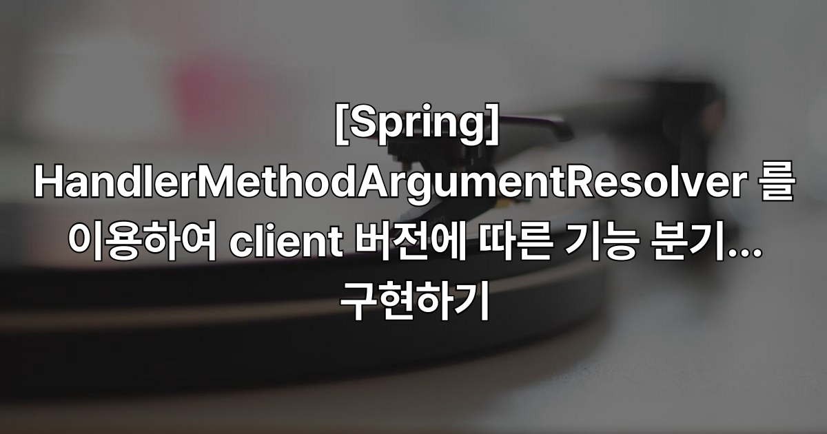 [Spring] HandlerMethodArgumentResolver 를 이용하여 client 버전에 따른 기능 분기 구현하기 - 박종훈 기술블로그